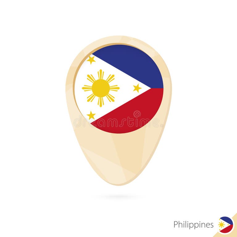 Map Pointer with Flag of Philippines. Orange Abstract Map Icon Stock ...