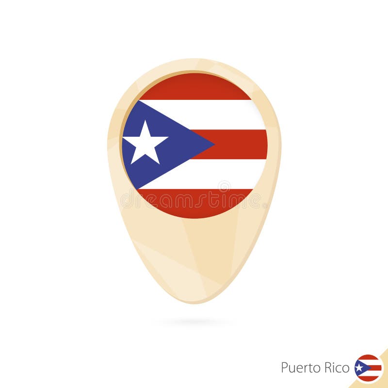 Map Pointer with Flag of Puerto Rico. Orange Abstract Map Icon Stock ...