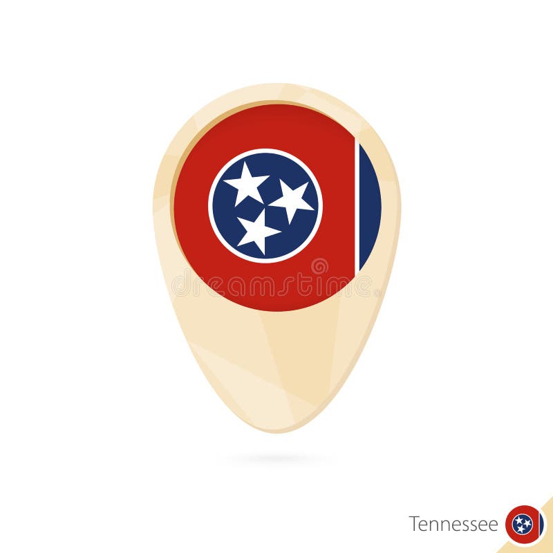 Map Pointer with Flag of Tennessee. Orange Abstract Map Icon Stock ...