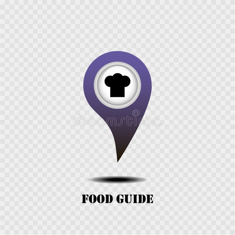 Map Pointer with Food Guide. Grey Background. Vector Illustration ...