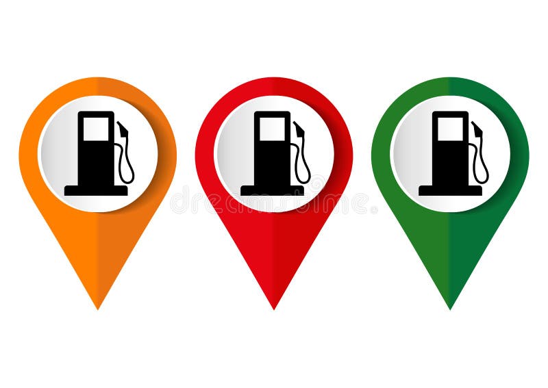 Gas Petrol Fuel Station Pin Pointer Marker Icon Vector, Gasoline Refill ...