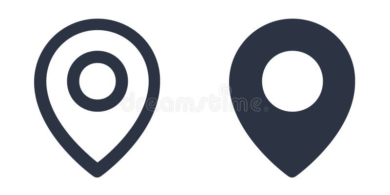 Map Pointer or Geo Pin Simple Icons Set Designed in Filled and Stroke ...