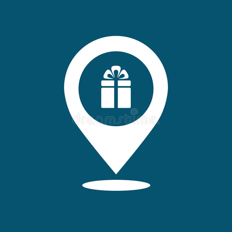 Map Pointer with Gift Box Sign Icon Stock Vector - Illustration of ...