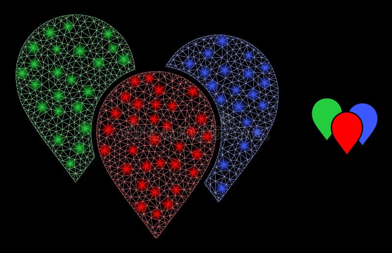 Map Pointer Group - Bright Web Network with Lightspots Stock Vector ...