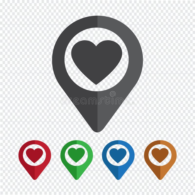 Map Pointer with Heart - Vector Illustration - Isolated on Transparent ...