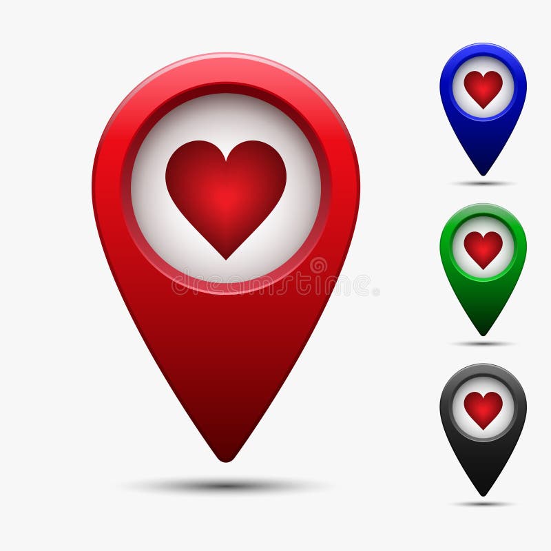 Map Pointer with Heart Icon. Vector Stock Vector - Illustration of ...