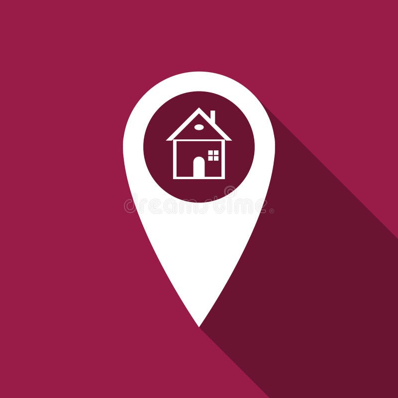 Map Pointer with House Icon Isolated with Long Shadow. Home Location ... Map Pointer with House Icon Isolated with Long Shadow. Home Location ...