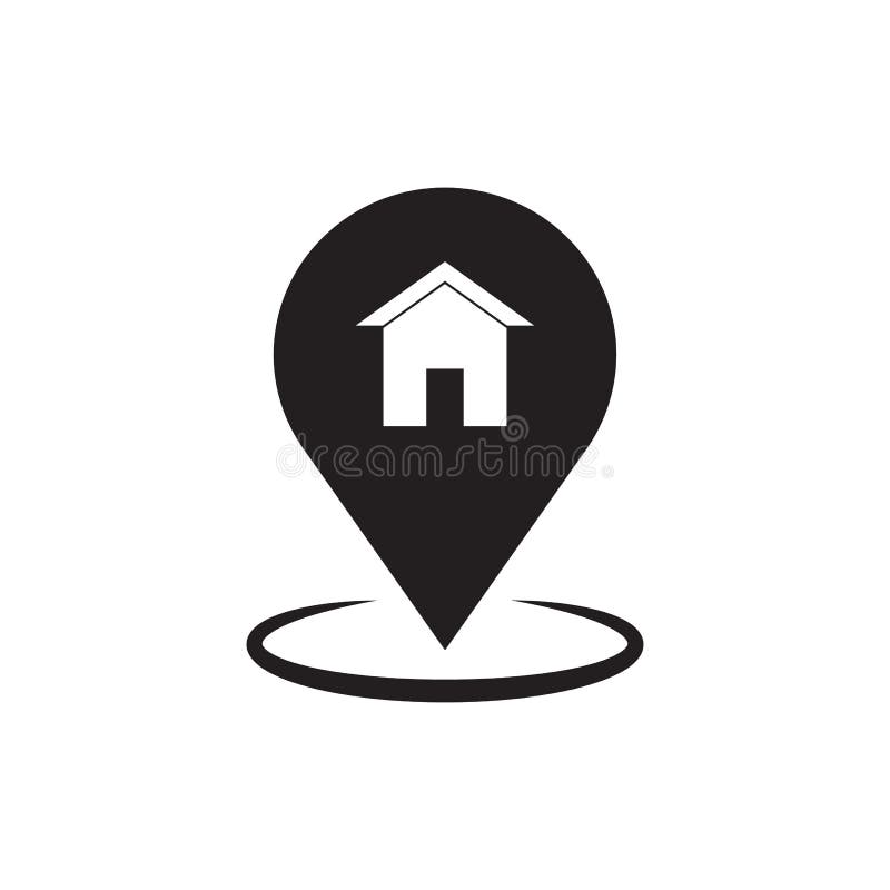 Map Pointer with House Icon Isolated on White Background. Home Location ...