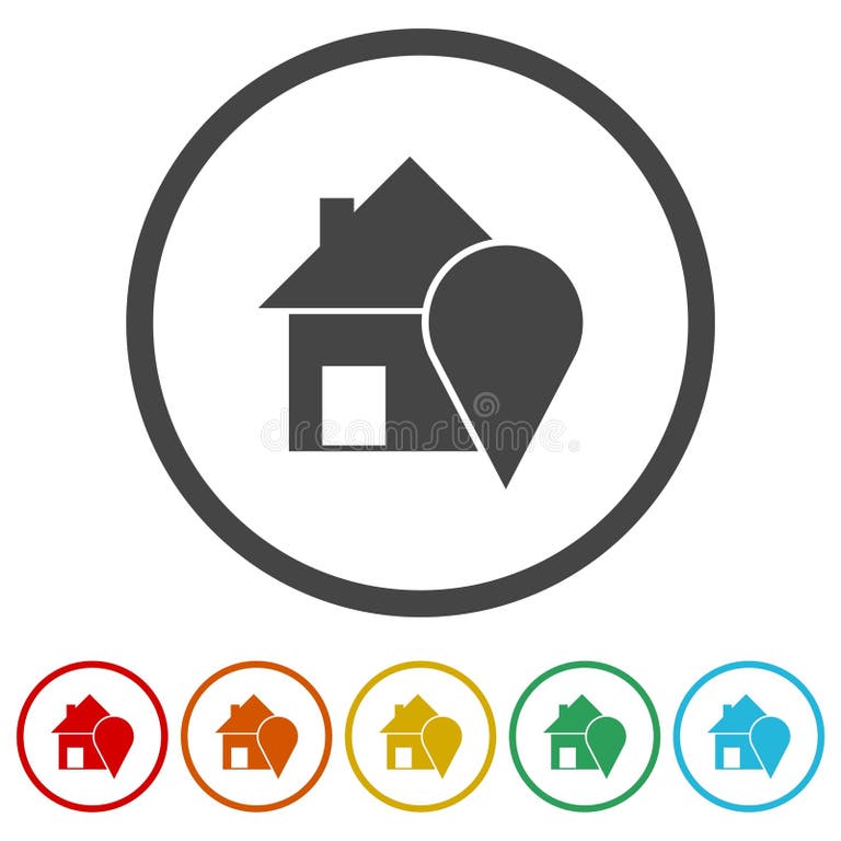 Map Pointer With House Logo Set Icons In Color Circle Buttons Stock Vector Illustration Of