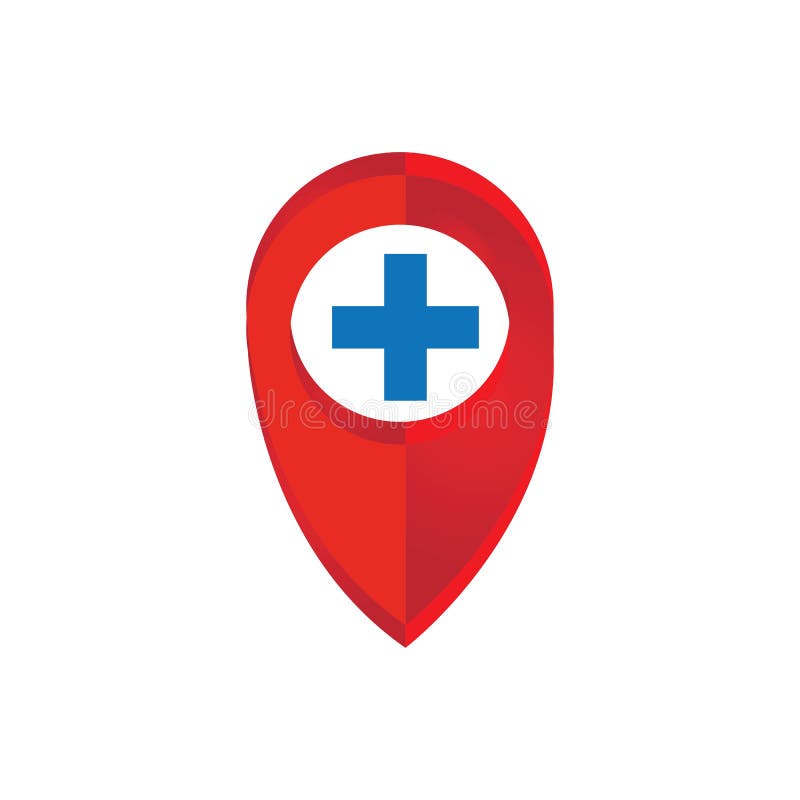 Map Pointer Icon with Cross Hospital Symbol Position Stock Vector ...