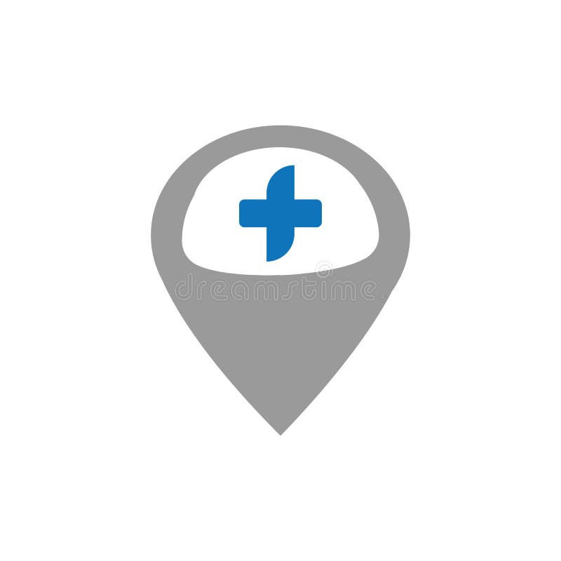 Map Pointer Icon with Cross Hospital Symbol Position Stock Vector ...
