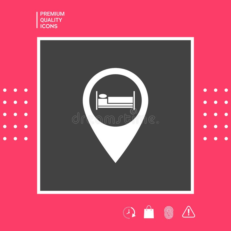 Map Pointer Icon with Hostel or Hotel Sign Stock Vector - Illustration ...