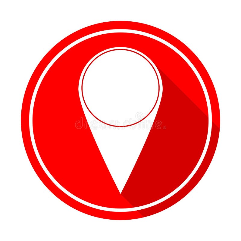 Map Pointer Icon with Long Shadow Stock Vector - Illustration of locate ...