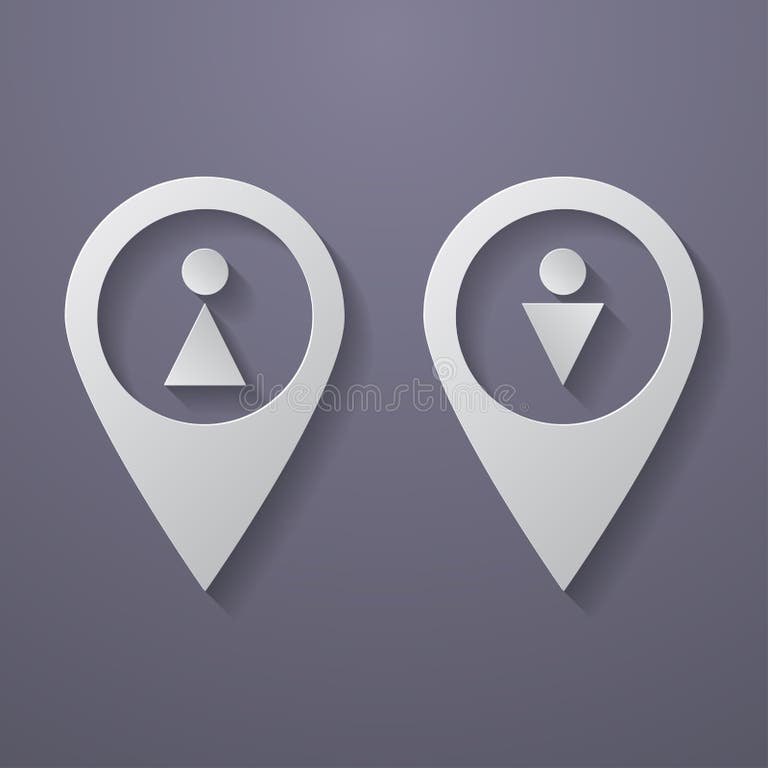 Map Pointer Icon with Male and Female Symbols Stock Vector ...