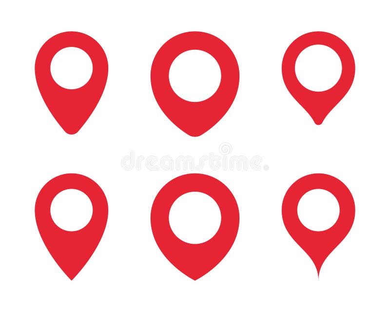 Map Pointer Icon Set in Flat Style. Red Place Marker Sign Symbol Stock ...