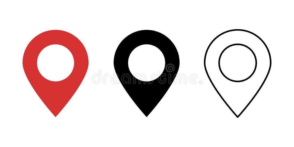 Map Pointer Icon Set. Pin Pointer. Location Pin. GPS Navigation Pin. Location Symbols Stock ...