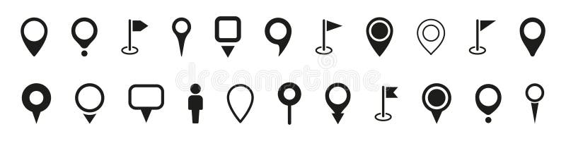 Map Pointer Icons Set. Location Pin Icons Set Stock Vector - Illustration of place, mark: 296649535