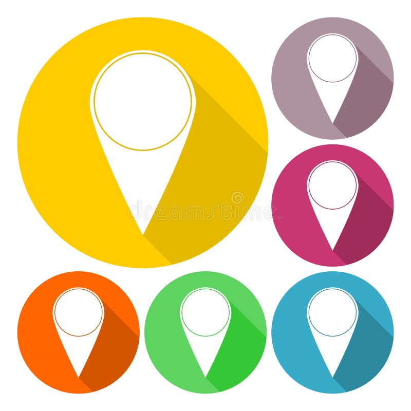 Map Pointer Icons Set with Long Shadow Stock Vector - Illustration of ...