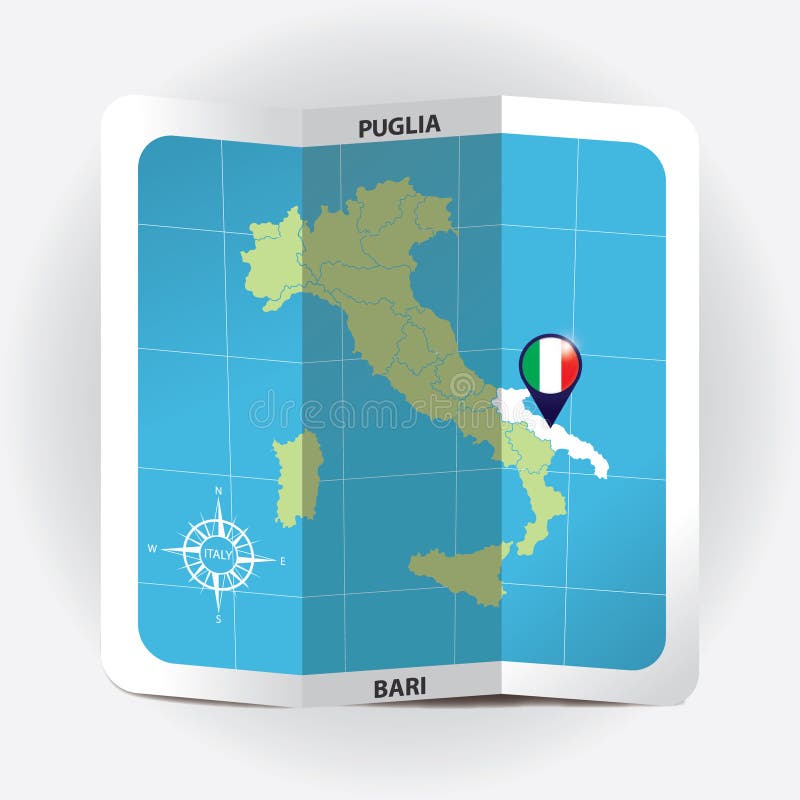 Map Pointer Indicating Puglia on Italy Map. Vector Illustration ...