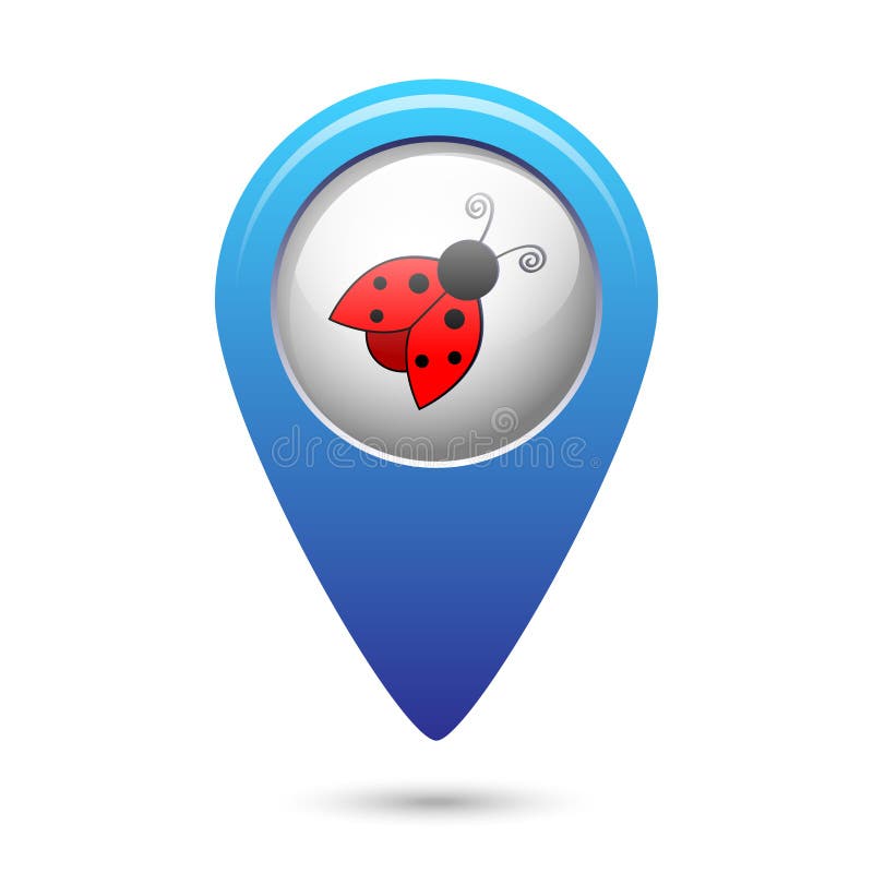 Map Pointer with Ladybug Icon Stock Illustration - Illustration of ...