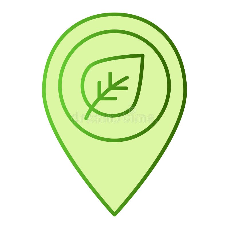 Map Pointer with Leaf Flat Icon. Sprout Location Green Icons in Trendy ...