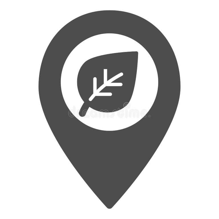 Map Pointer with Leaf Solid Icon. Sprout Location Vector Illustration ...