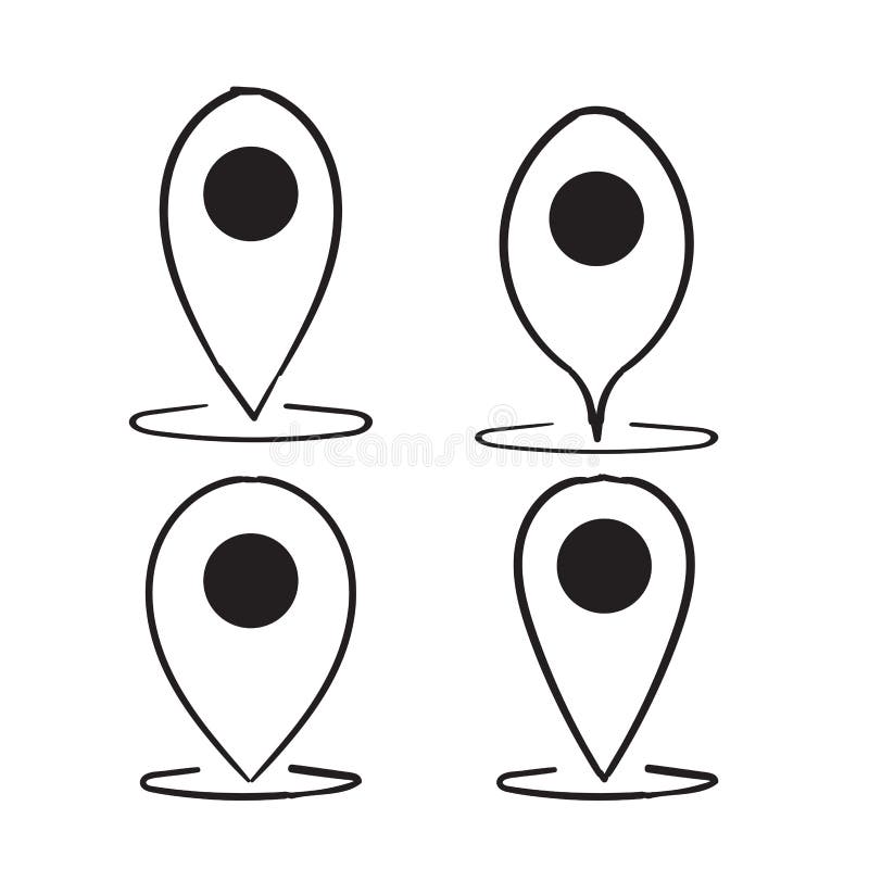 Map Pointer Location Icon Handdrawn Doodle Stock Vector - Illustration ...