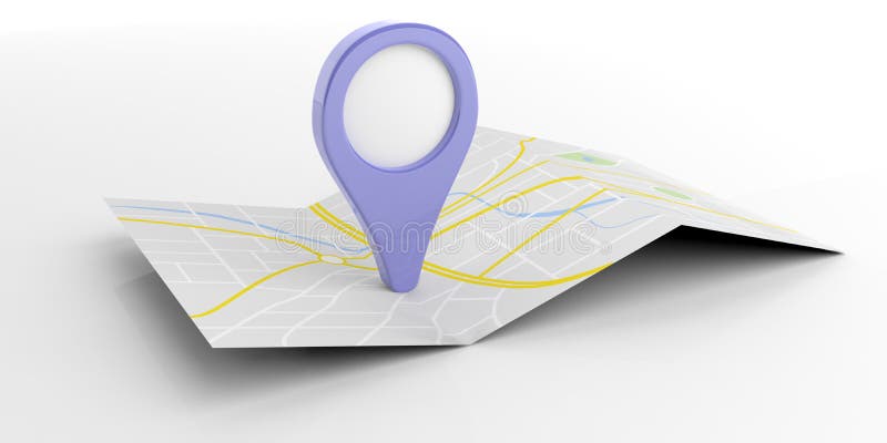 Map Pointer Location on White Background. 3d Illustration Stock ...