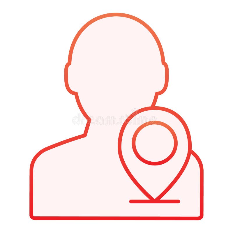 Map Pointer with Man Flat Icon. Person Location Red Icons in Trendy ...