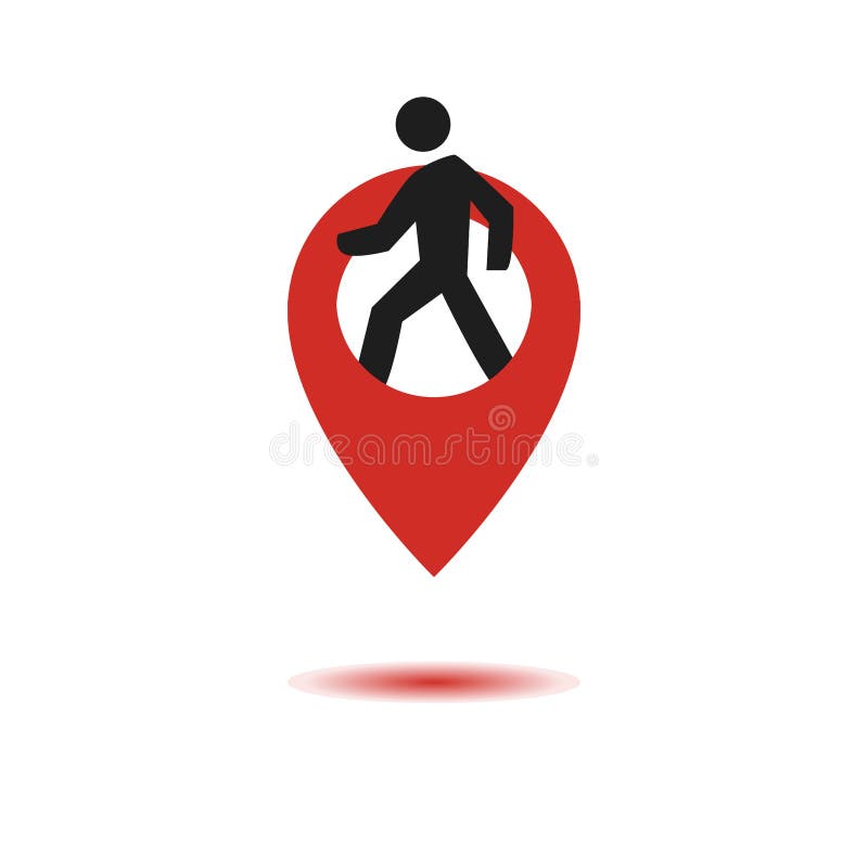 Map Pointer. Man Running Icon. Flat Design Style Stock Vector ...