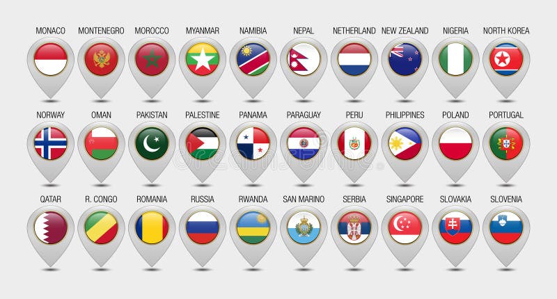 Map Pointer or Marker with Flags Design Template Stock Vector ...