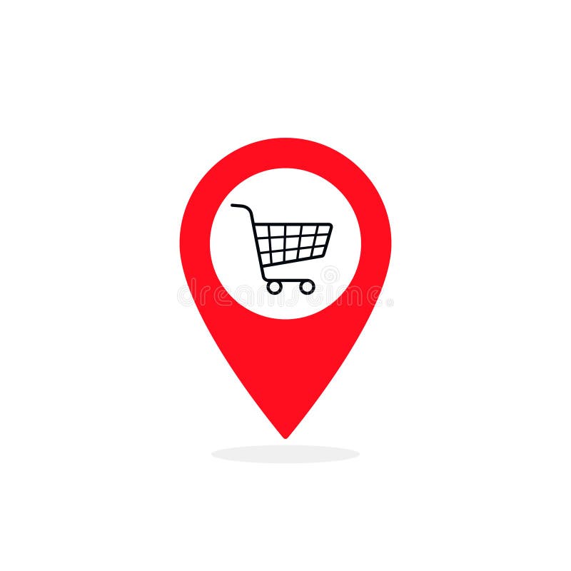 Map Pointer Marker with Shopping Cart Icon, Map Pin, GPS Location ...