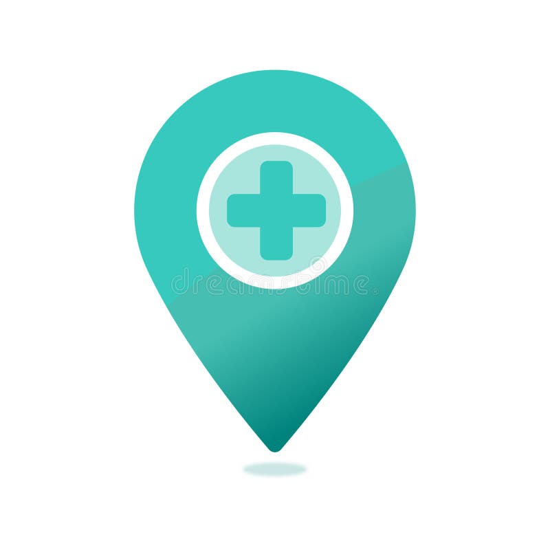 Map Pointer with Medical Cross Icon. Flat Design Style Stock Vector ...