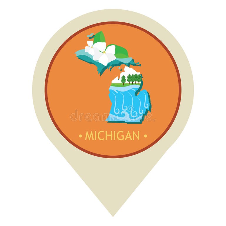 Map Pointer with Michigan State. Vector Illustration Decorative Design ...