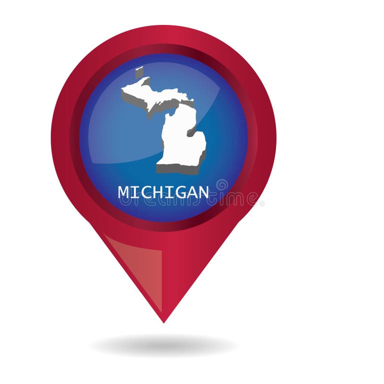 Map Pointer with Michigan State. Vector Illustration Decorative Design ...