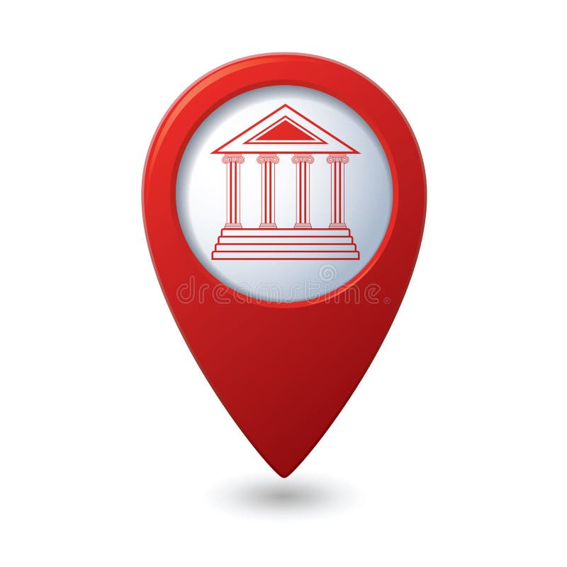 Map Pointer with Museum Icon Stock Vector - Illustration of archeology ...