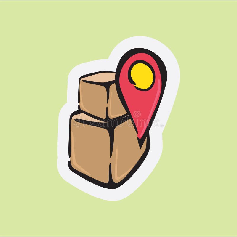 Map Pointer with Packages. Vector Illustration Decorative Design Stock ...