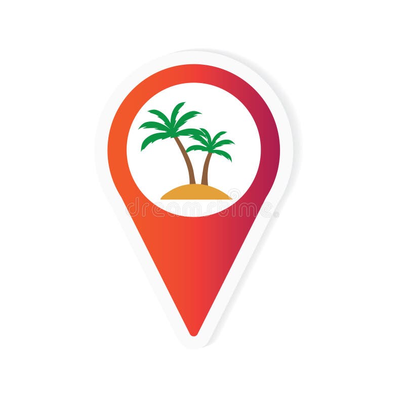 Map Pointer with Palm Tree Icon Stock Vector - Illustration of icon ...