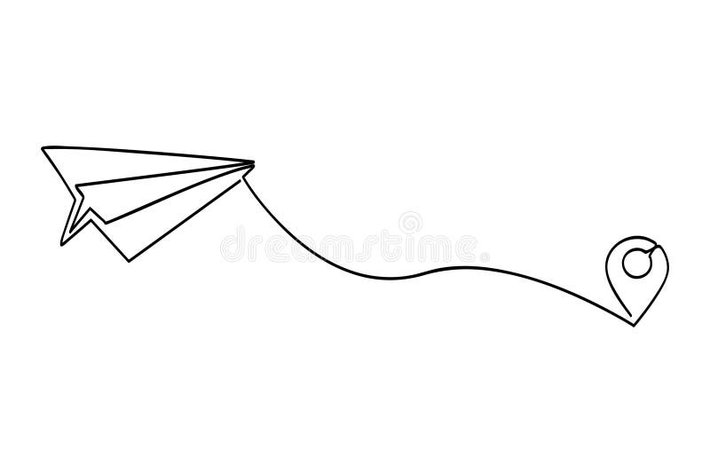 Map Pointer and Paper Plane Continuous Line Art of Vector Map Pointer ...