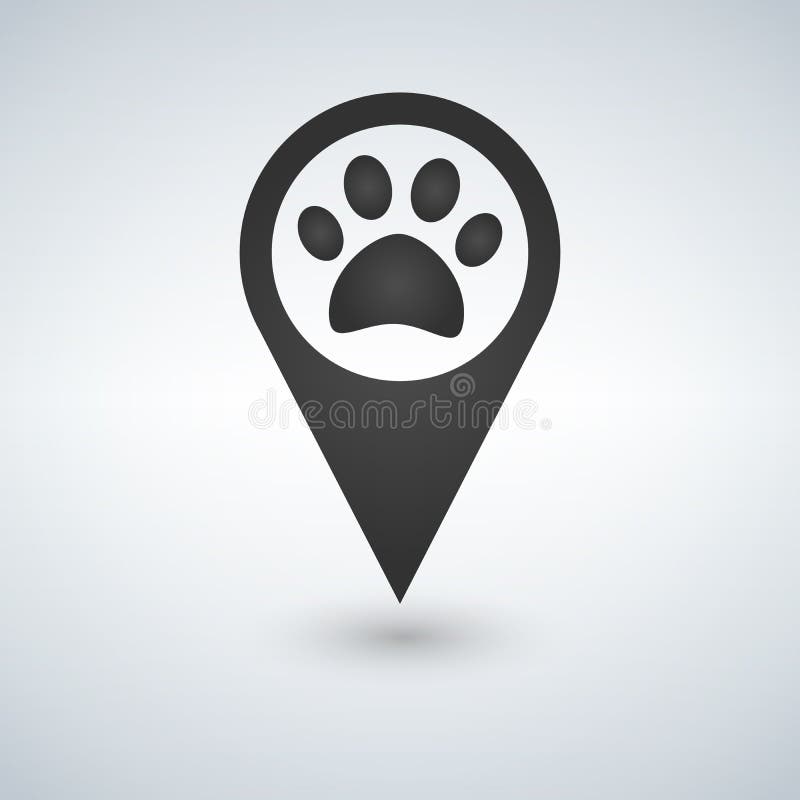 Map Pointer Paw Print Icon. Stock Illustration - Illustration of claw ...