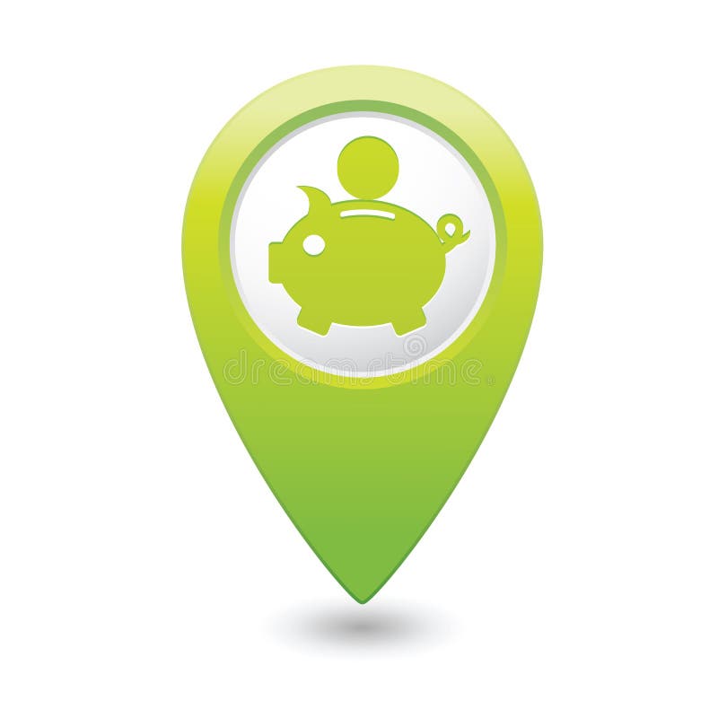 Map Pointer with Piggy Bank Icon Stock Vector - Illustration of icon ...