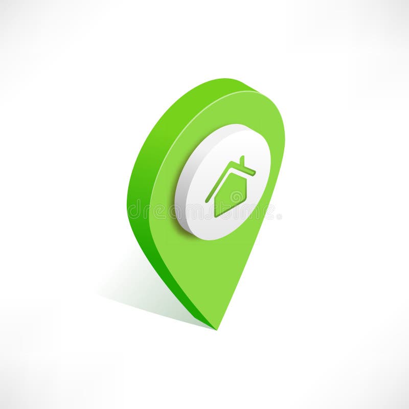 Map Pointer Pin Isometric with Icon Home Stock Vector - Illustration of ...
