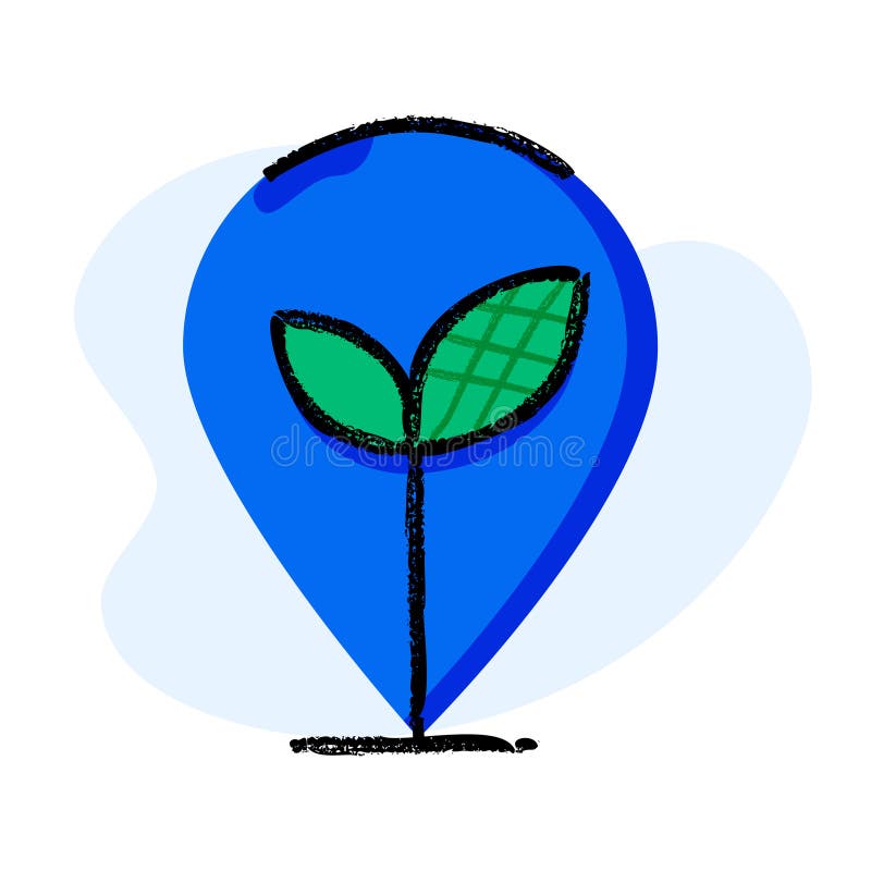 Map Pointer with a Plant Icon. an Icon of a Map Pointer with a Plant in ...