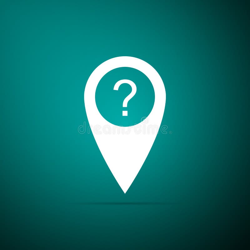 Map Pointer with Question Symbol Icon Isolated on Green Background ...
