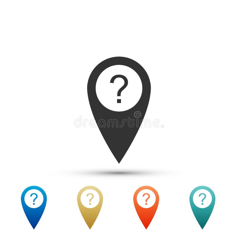 Map Pointer with Question Symbol Icon Isolated on White Background ...