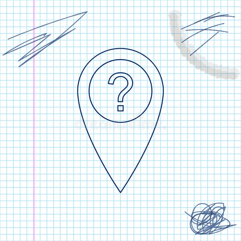 Map Pointer with Question Symbol Line Sketch Icon Isolated on White ...