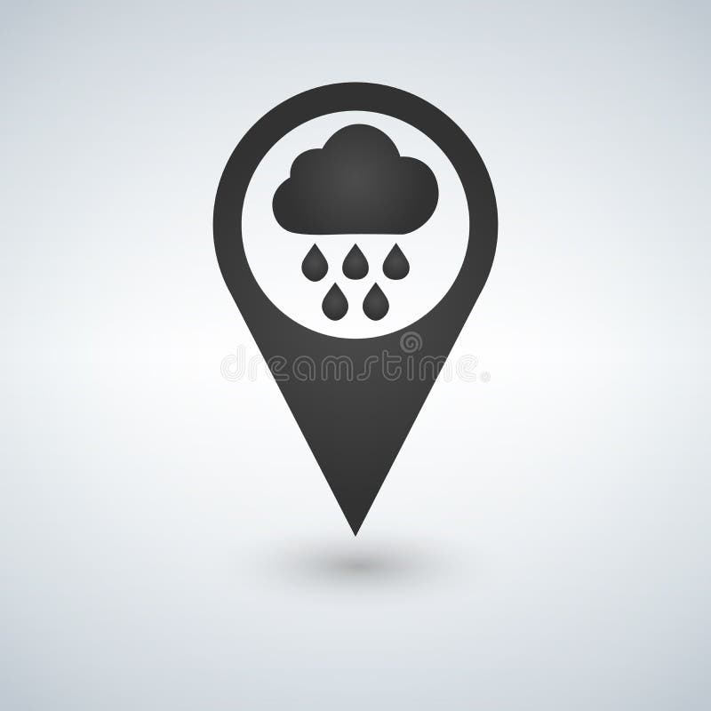 Map Pointer with Rain and Cloud Icon. Stock Illustration - Illustration ...