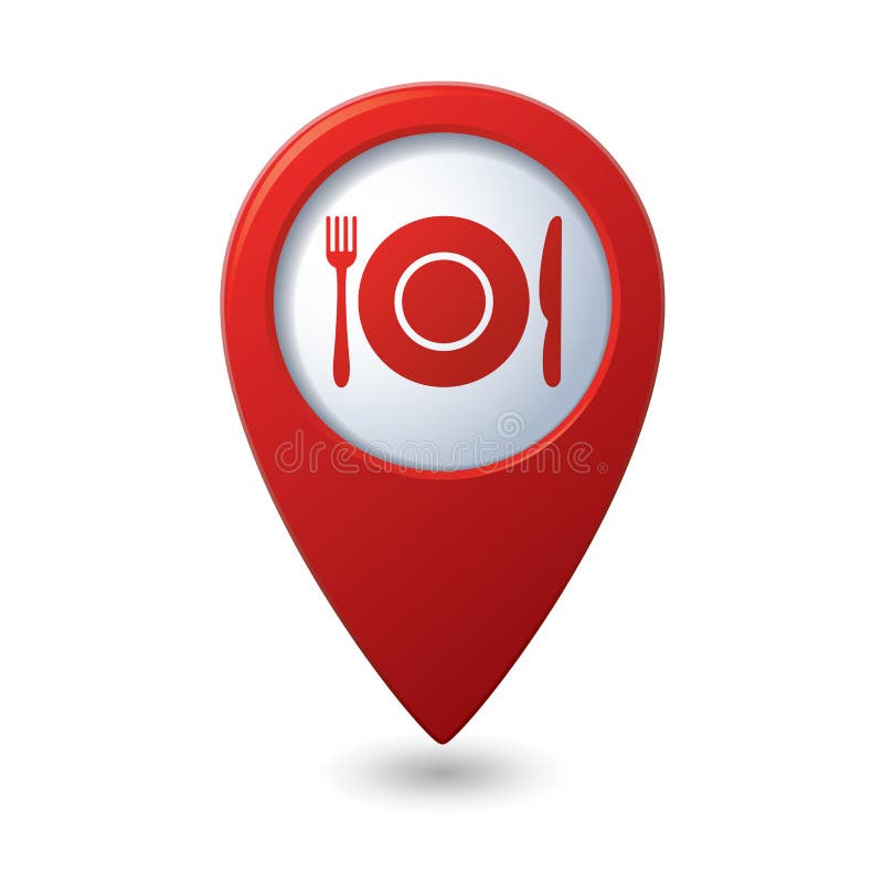 Map Pointer with Restaurant Icon Stock Vector - Illustration of point ...
