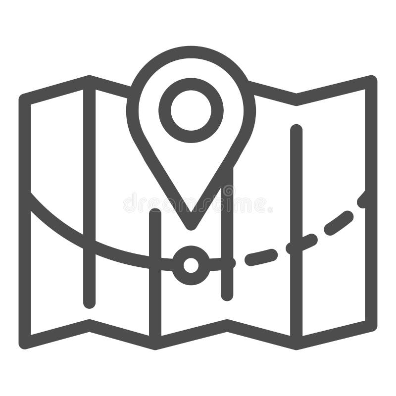 Map with Pointer and Route Line Icon, Shipping Delivery Service Symbol ...