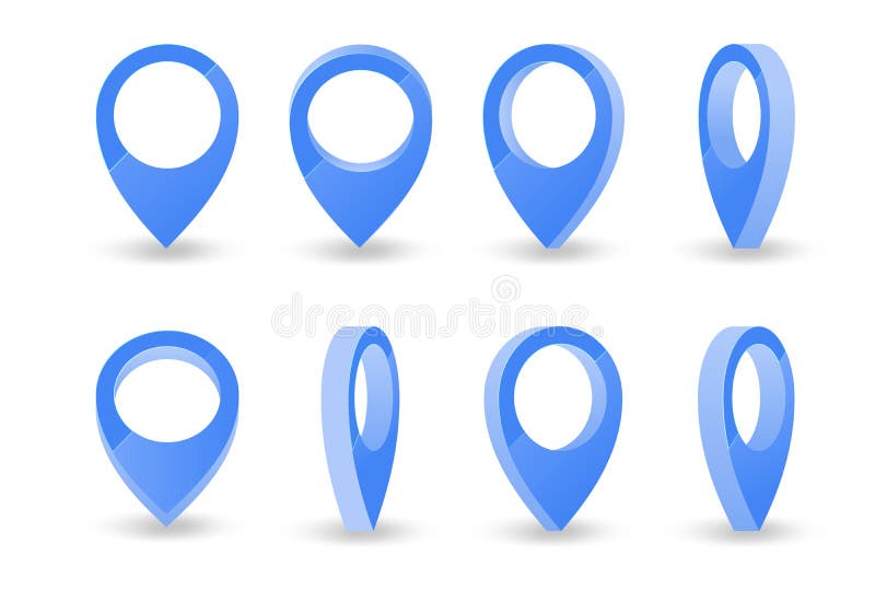 Map Pointer Set. Maps Pin Inverted Drop Shaped Blue Icon To Mark Stock ...
